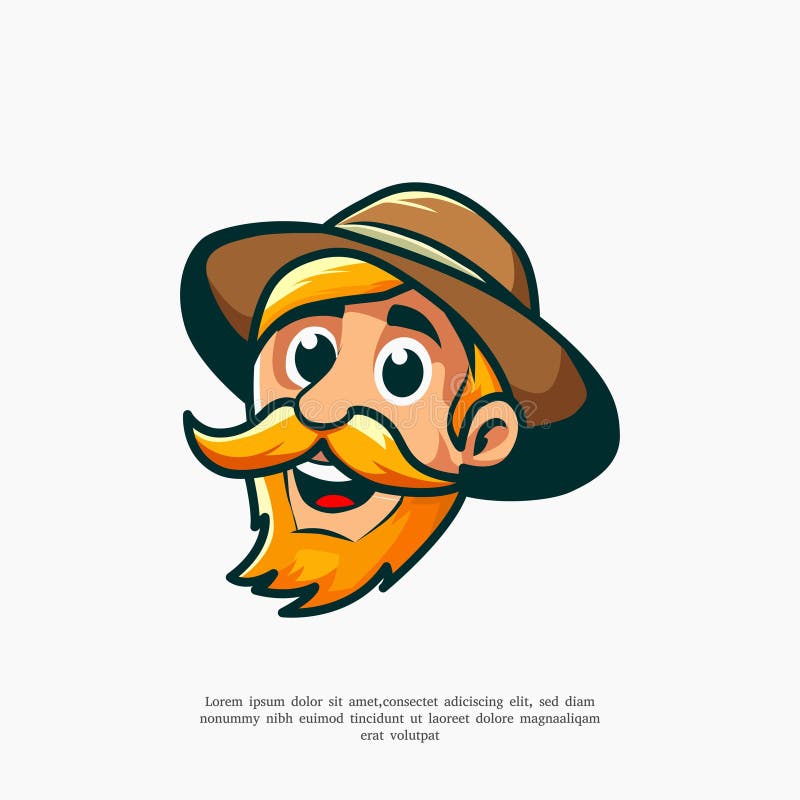 Cartoon Farmer Guy Head Logo Design Template Stock Vector ...