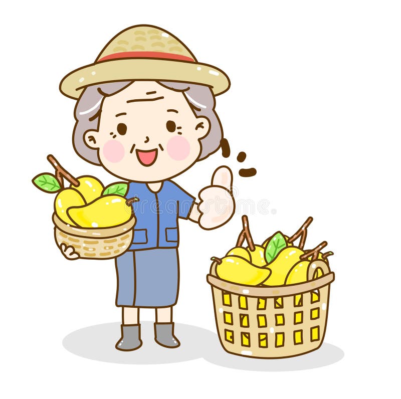 Cartoon Farmer Have Mango Character. Stock Illustration - Illustration ...