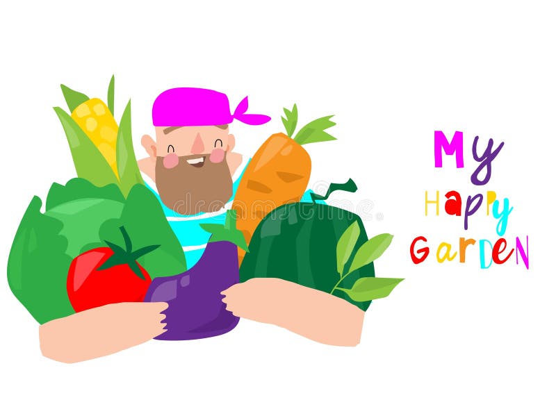 Cartoon Farmer Holding Big Vegetables Stock Illustration - Illustration ...