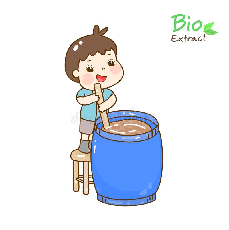 Cartoon Farmer Make Bio Extract Water. Stock Illustration ...