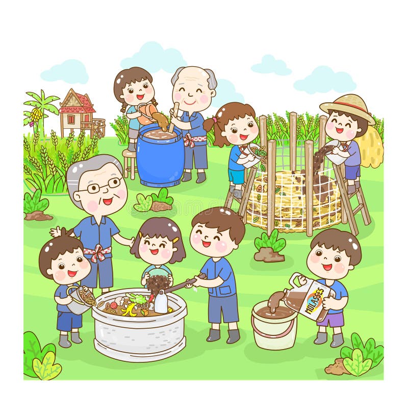 Cartoon Farmer Make Compost Vector. Stock Illustration - Illustration ...
