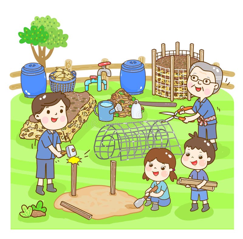 Cartoon Farmer Make Compost Vector. Stock Illustration - Illustration ...