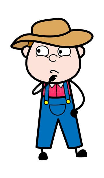 Cartoon Farmer Thinking Seriously Stock Illustration - Illustration of ...