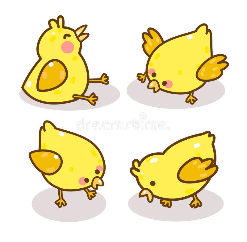 Set Cartoon Chicken and Fish Character Vector. Stock Illustration ...