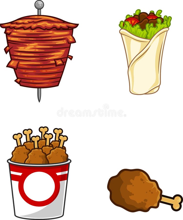 Cartoon Fast Foods. Vector Hand Drawn Collection Set Stock Vector ...