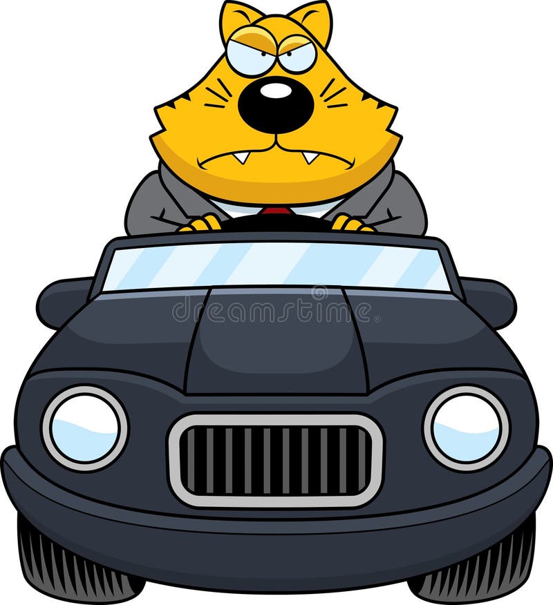 Cartoon Fat Cat Driving Angry Stock Vector - Illustration of road ...