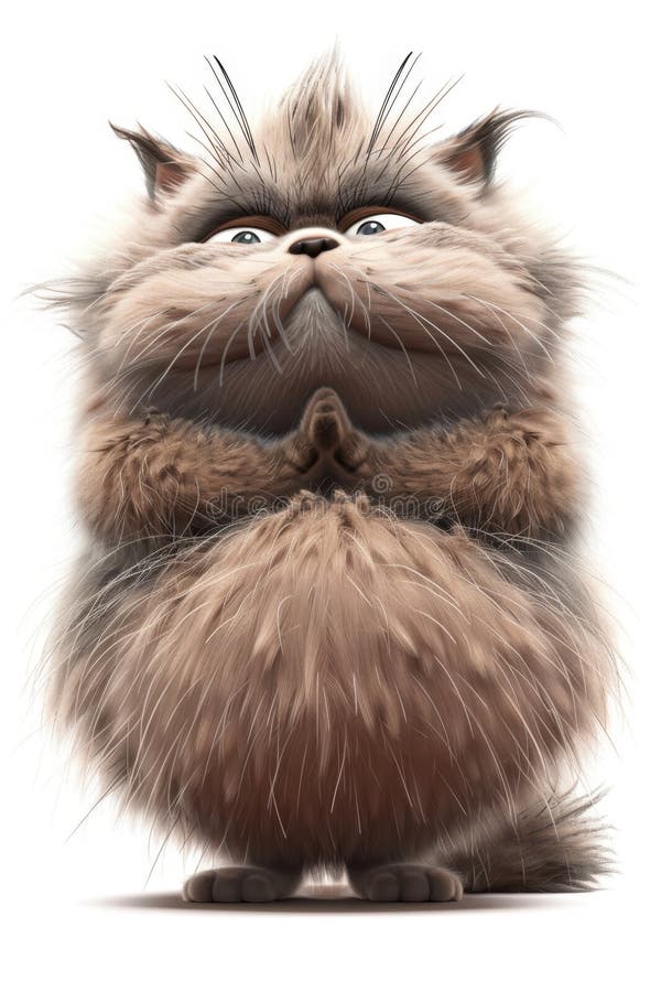 Cartoon Fat Cat on a White Background. 3d Illustration Stock ...