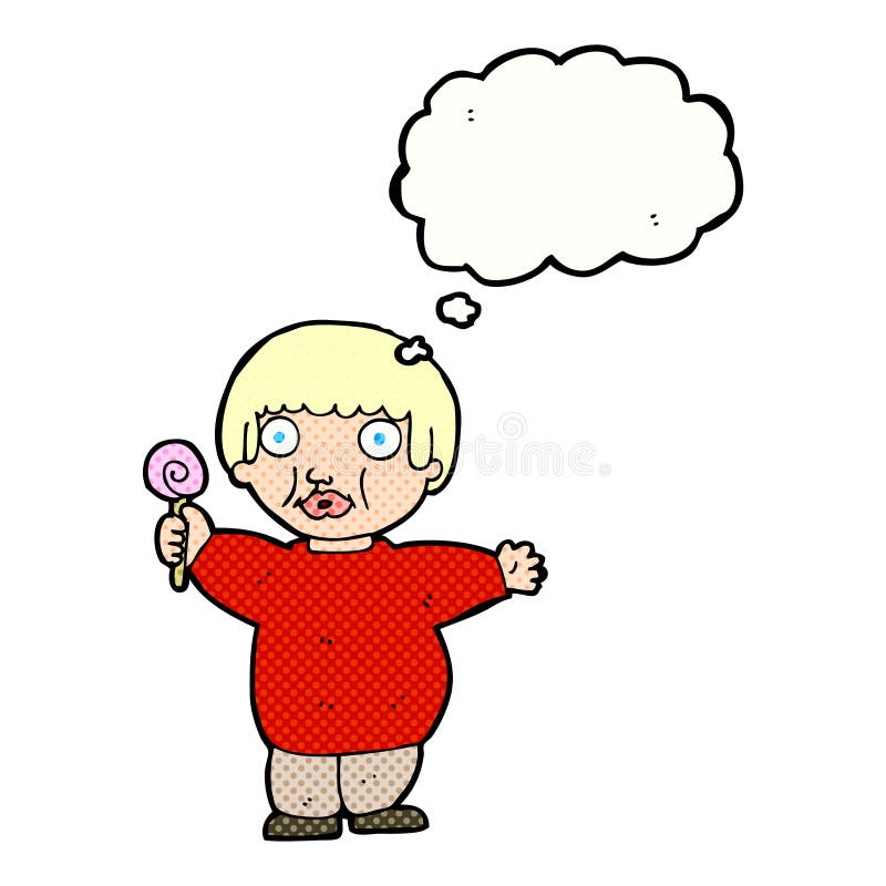 Cartoon Fat Child with Thought Bubble Stock Illustration - Illustration ...