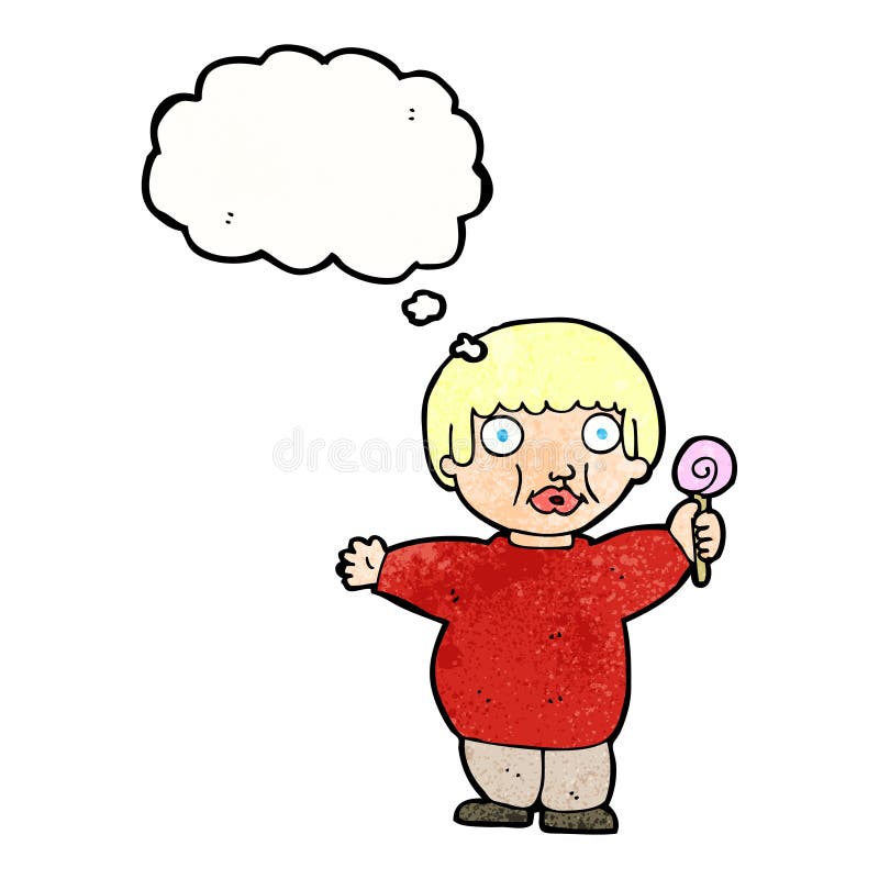 Cartoon Fat Child with Thought Bubble Stock Illustration - Illustration ...