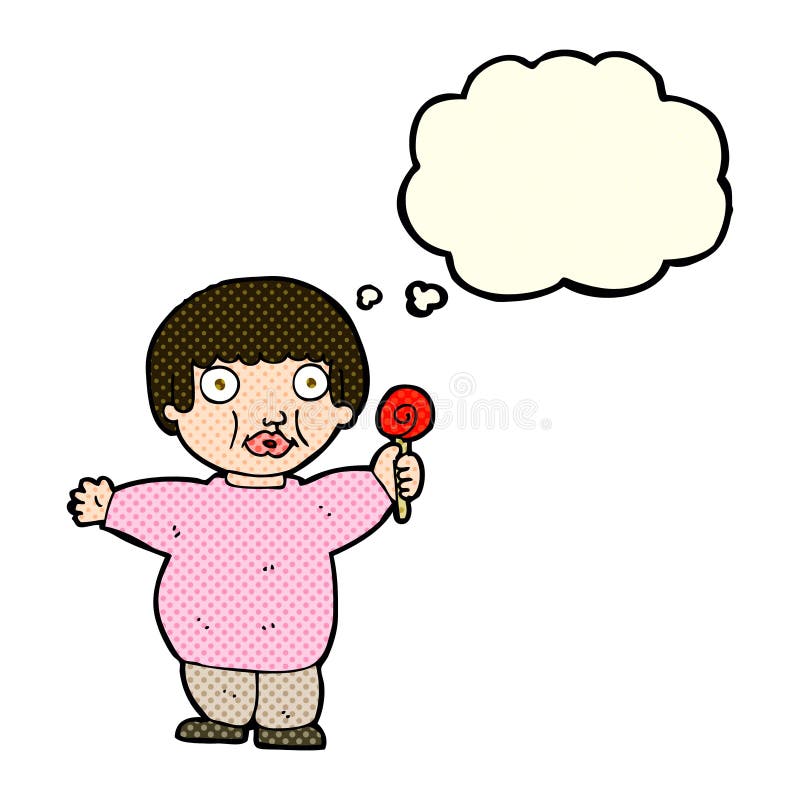 Cartoon Fat Child with Thought Bubble Stock Illustration - Illustration ...