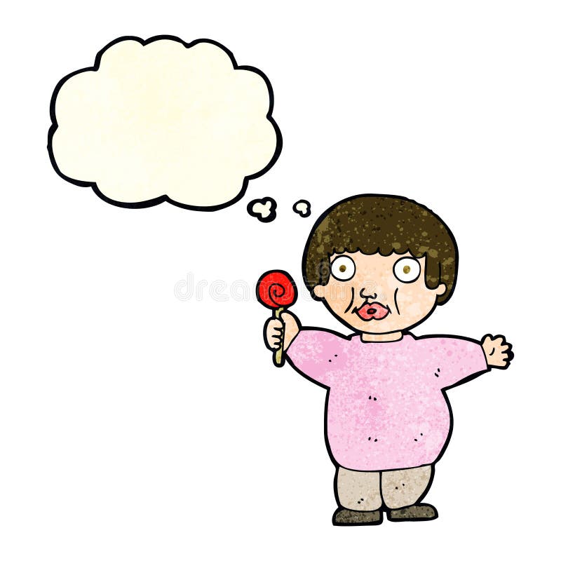 Cartoon Fat Child with Thought Bubble Stock Illustration - Illustration ...