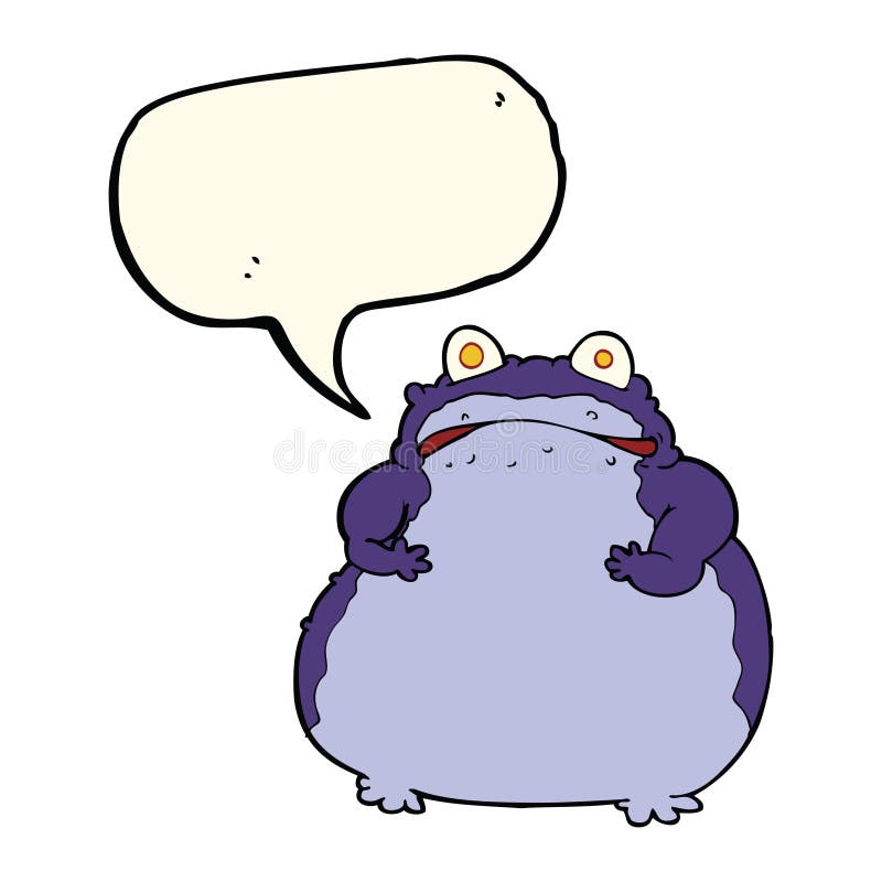 Cartoon Fat Frog with Speech Bubble Stock Illustration - Illustration ...