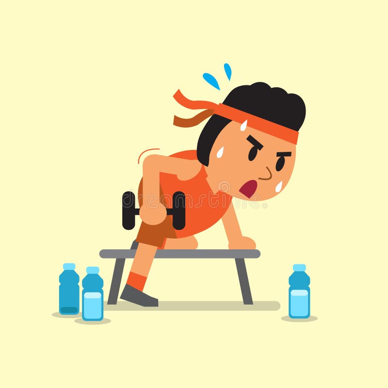 Cartoon Fat Man Doing Dumbbell Row Exercise Stock Vector - Illustration ...