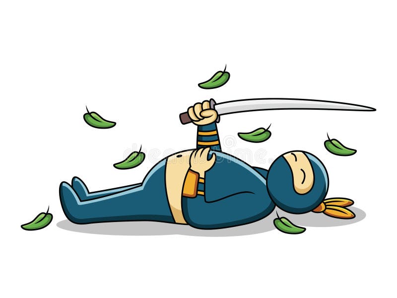 Cartoon Fat Ninja Sleeping Wielding His Sword Stock Vector ...