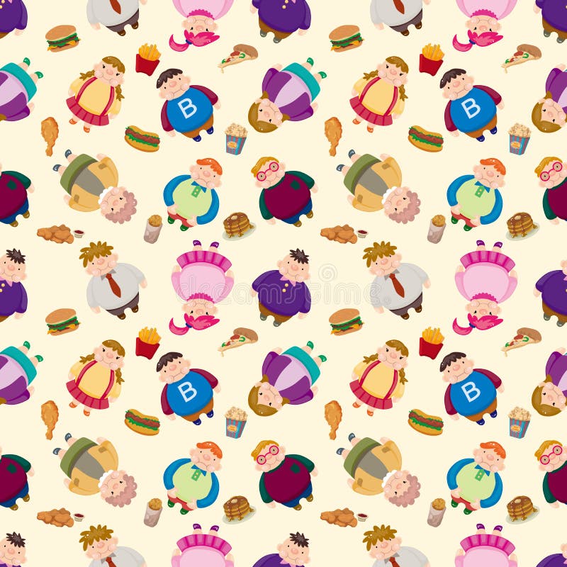 Cartoon Fat People Seamless Pattern Stock Vector - Illustration of male ...