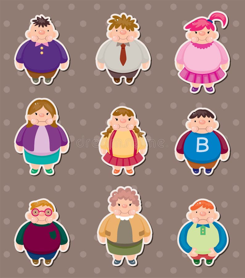 Cartoon Fat People Stickers Stock Vector - Illustration of male, body ...