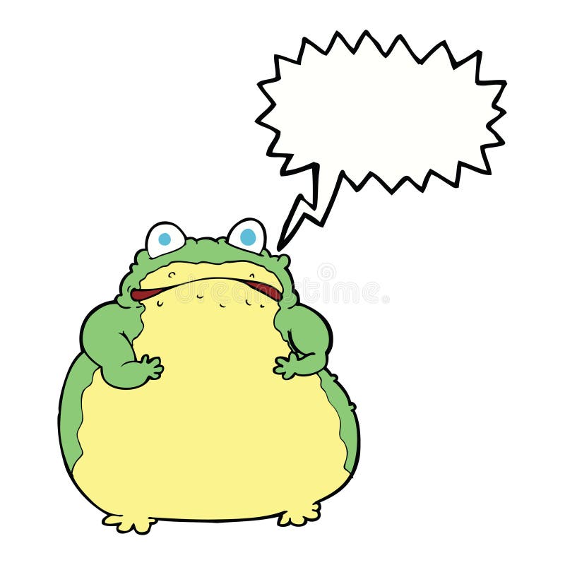 Cartoon Fat Toad with Speech Bubble Stock Illustration - Illustration ...