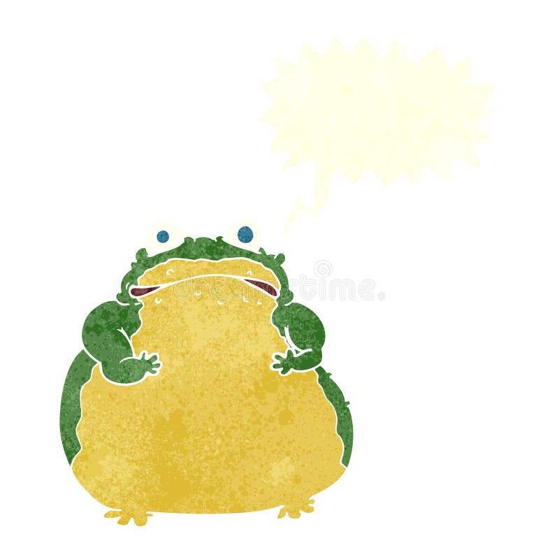 Cartoon Fat Toad with Speech Bubble Stock Illustration - Illustration ...