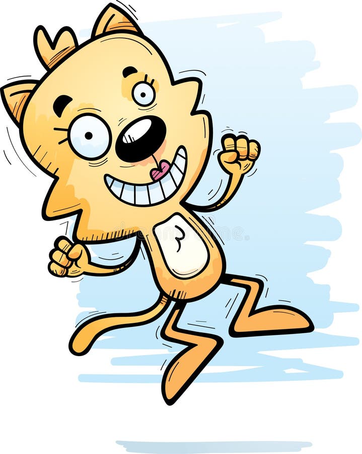 Cartoon Female Cat Jumping stock vector. Illustration of cartoon ...