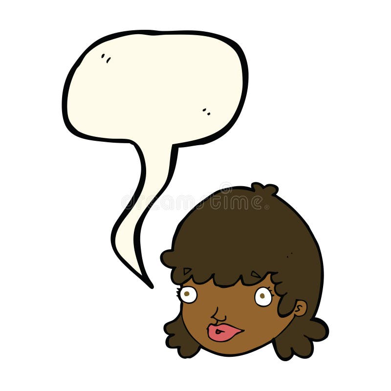 Cartoon Female Face with Surprised Expression with Speech Bubble Stock ...