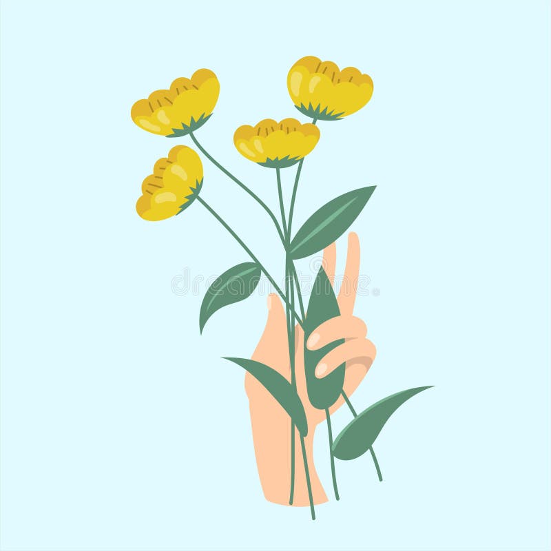 Cartoon Female Hand Holding Flower Vector Ilustration Stock Vector ...