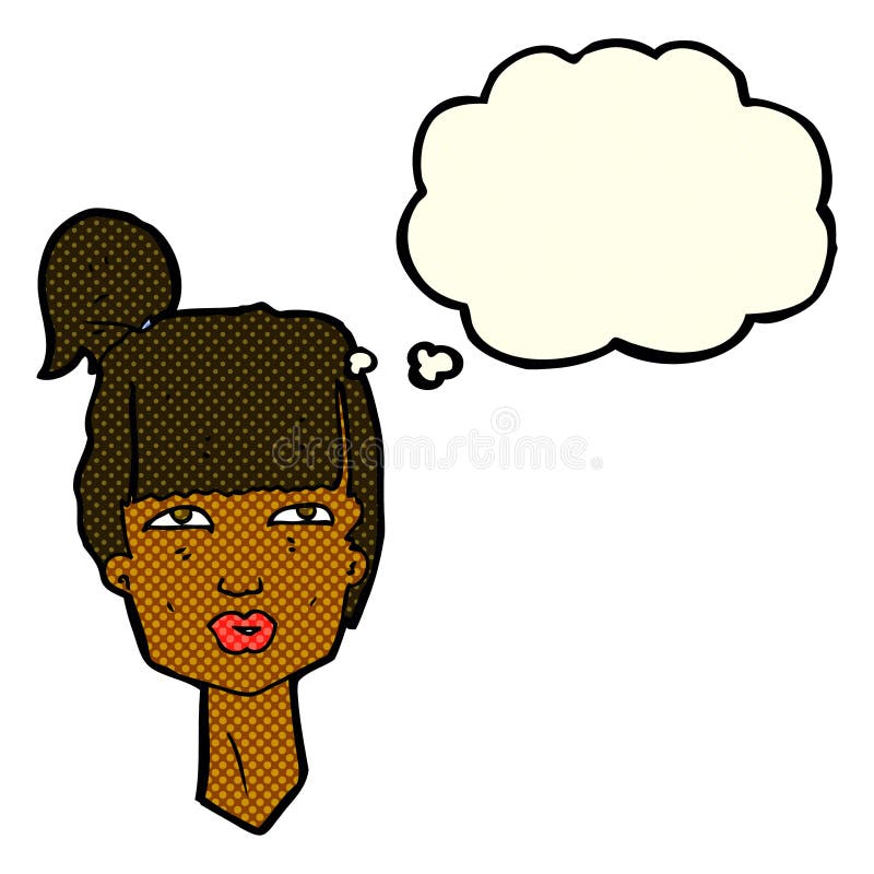 Cartoon Female Head with Thought Bubble Stock Illustration ...
