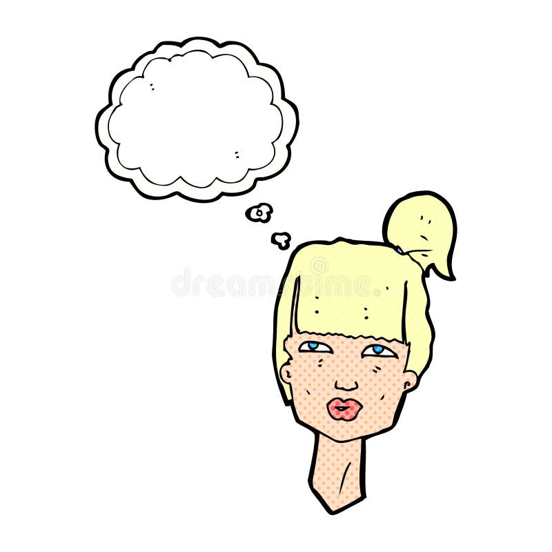 Cartoon Female Head with Thought Bubble Stock Illustration ...