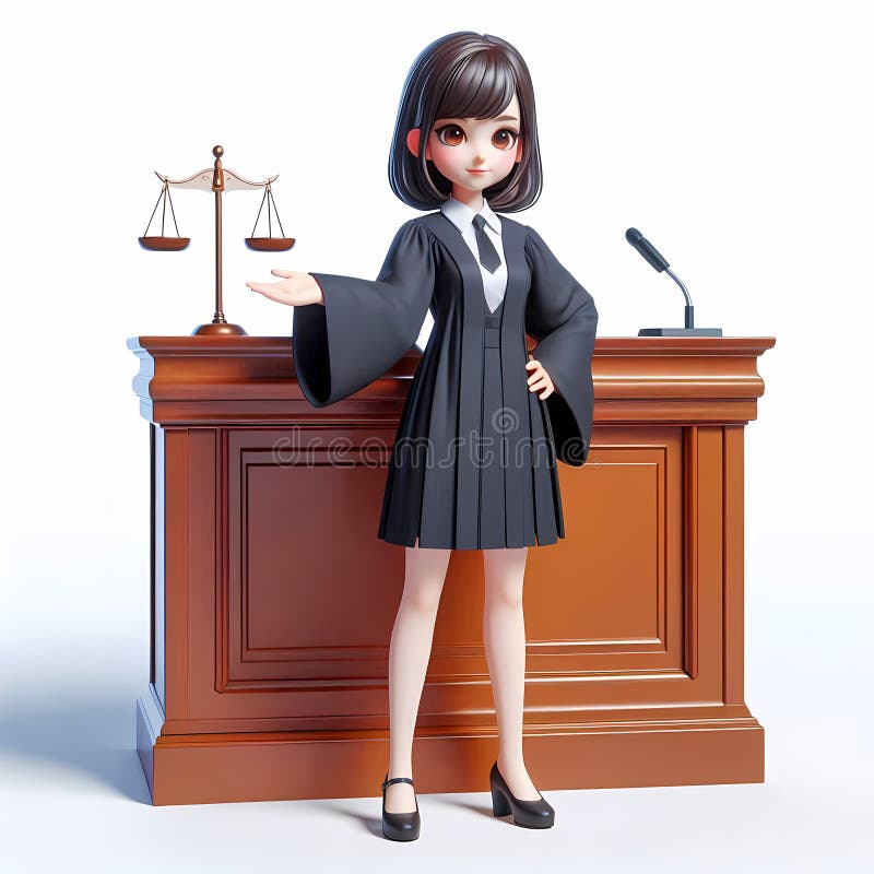 Cartoon Female Prosecutor with Golden Scale on White Background Stock ... Cartoon Female Prosecutor with Golden Scale on White Background Stock ...
