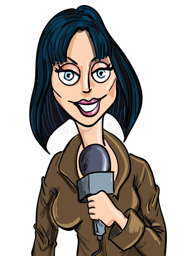 Cartoon Female Reporter With Microphone Stock Illustration - Image ... Cartoon Female Reporter With Microphone Stock Illustration - Image ...