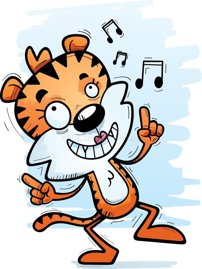 Cartoon Female Tiger Dancing Stock Vector - Illustration of sketch ...