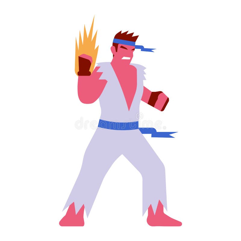 Cartoon Fighter Video Game Character Isolated Stock Illustration ...