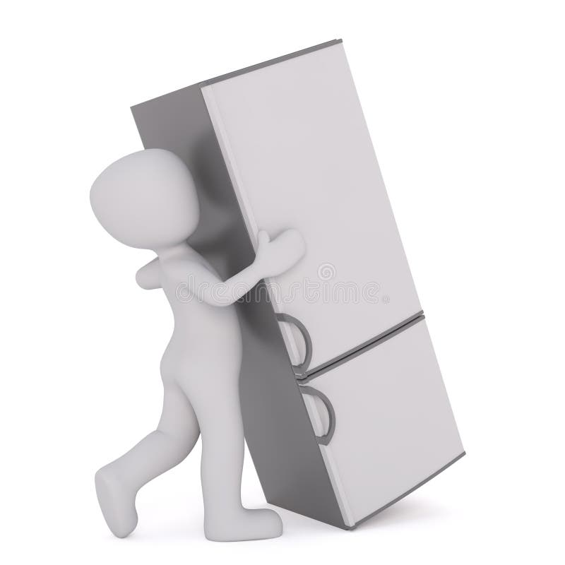 Cartoon Figure Moving Heavy Refrigerator Stock Illustration ...