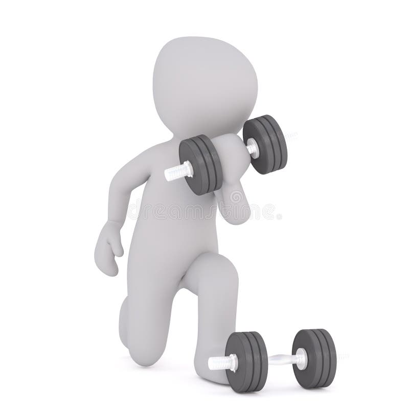 Cartoon Figure Working Out and Lifting Weights Stock Illustration ...