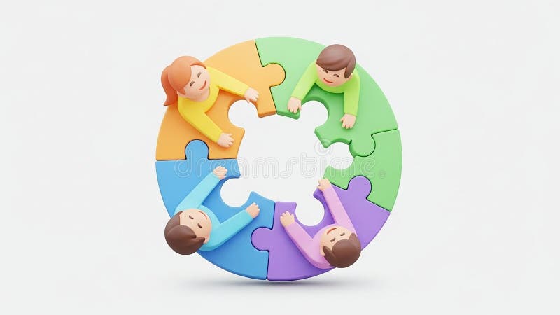 Teamwork People Puzzle Pieces Circle Stock Illustrations – 393 Teamwork ...