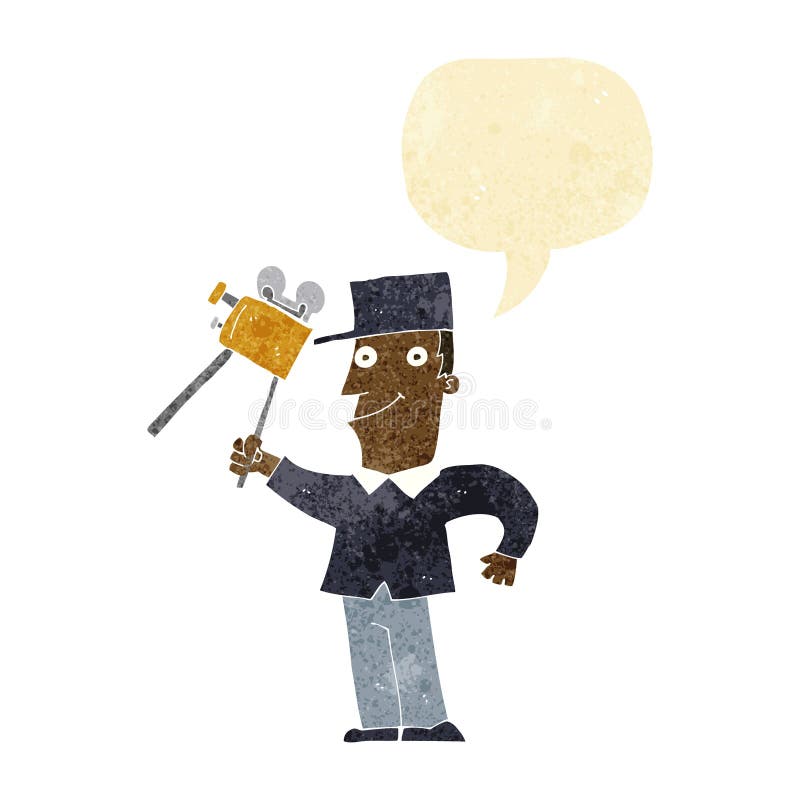 Cartoon Film Maker with Speech Bubble Stock Illustration - Illustration ...