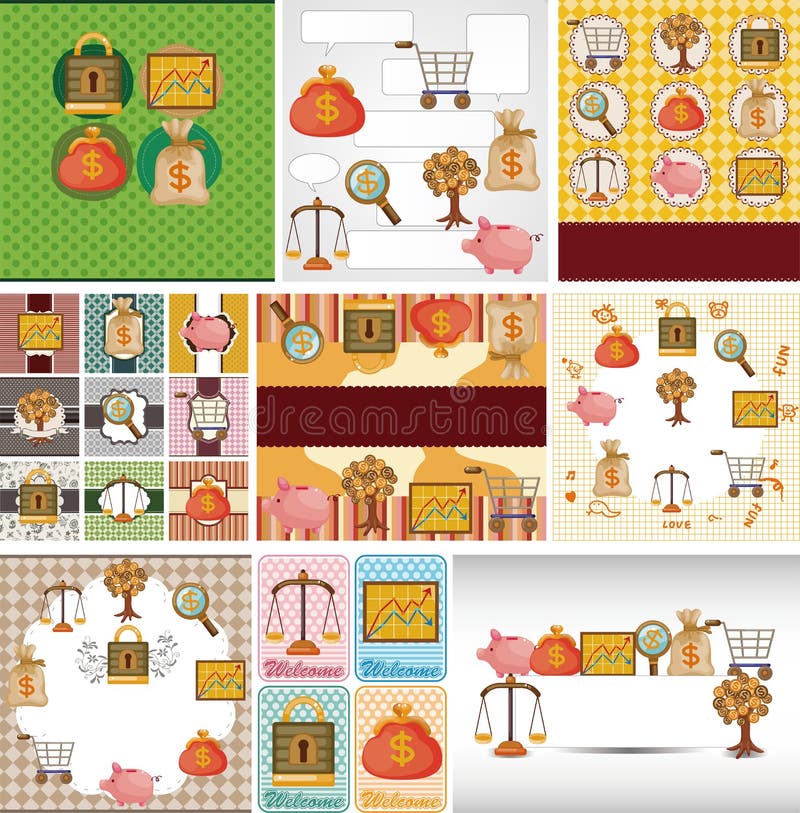 Cartoon Finance & Money Icon Set Stock Vector - Illustration of cash ...