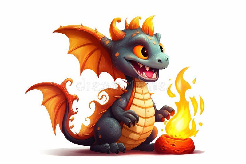 Cartoon of a Fire Dragon. Halloween Illustration. Stock Illustration ...