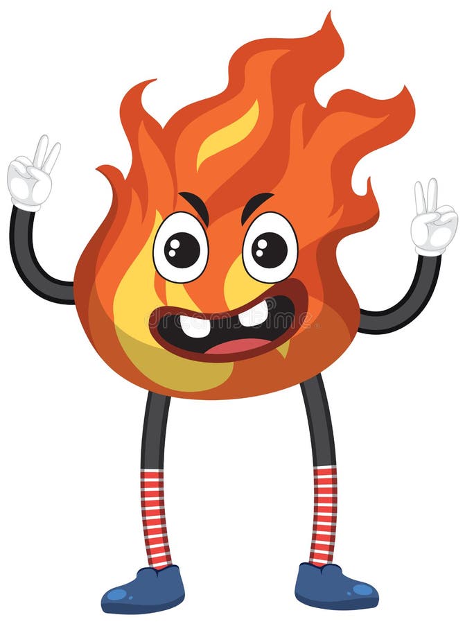 Cartoon Fire with Facial Expression Stock Vector - Illustration of ...