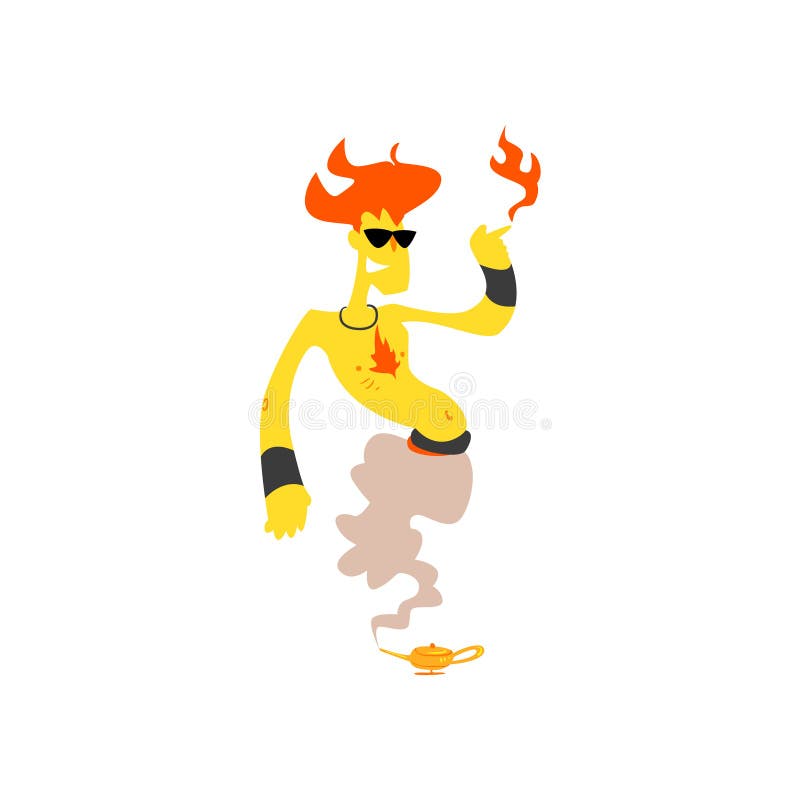 Cartoon Fire Genie stock vector. Illustration of human - 69896809