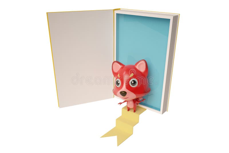 Cartoon Firefox Came Out of the Books,3D Illustration. Stock ...