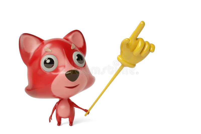 A Cartoon Firefox with a Finger Toys. 3D Illustration. Stock ...