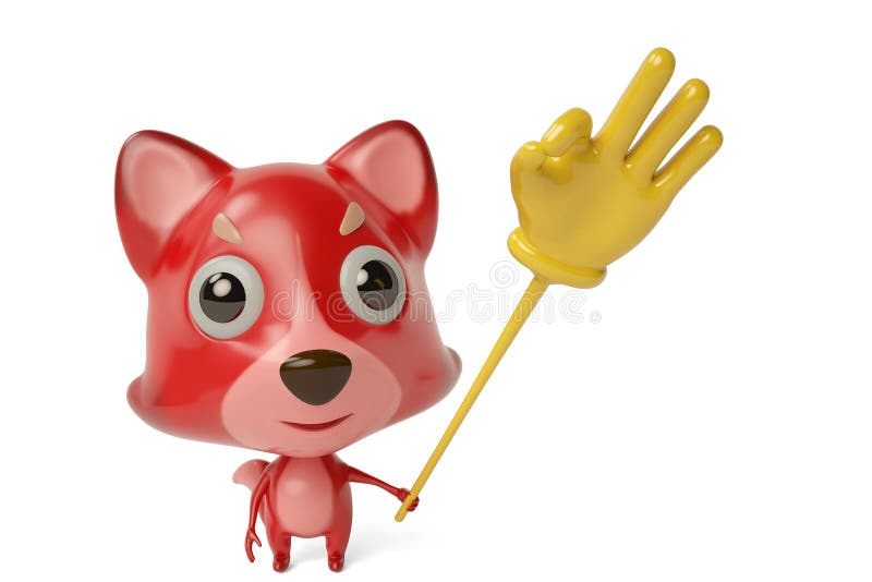 A Cartoon Firefox with a Finger Toys. 3D Illustration. Stock ...
