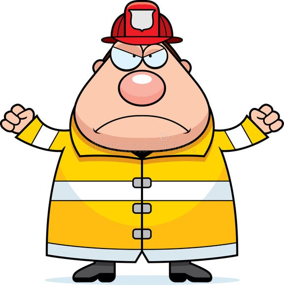 Cartoon Fireman Angry stock vector. Illustration of fireman - 41818917