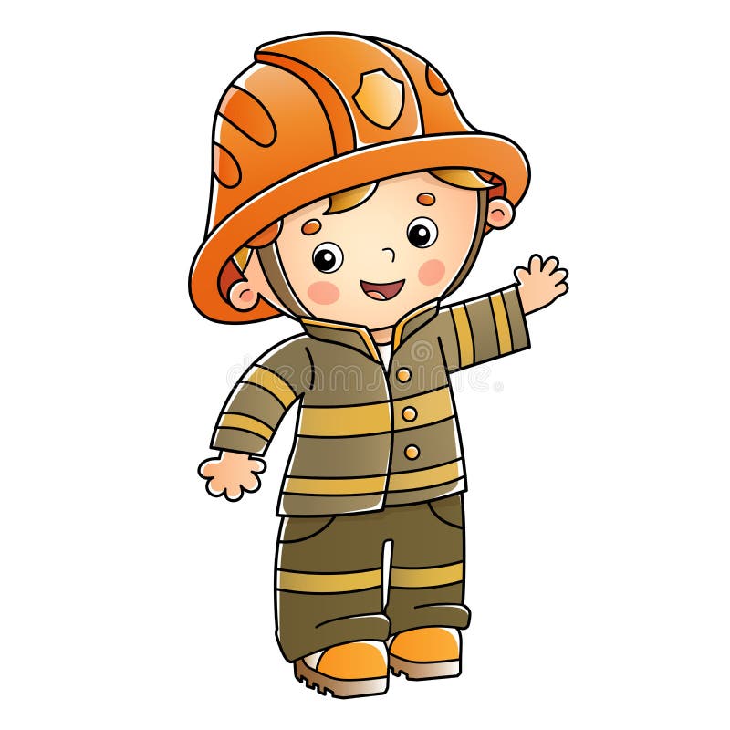 Cartoon Fireman or Firefighter. Profession Stock Vector - Illustration ...