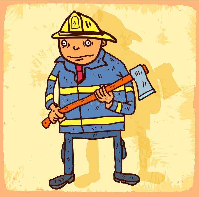 Cartoon Fireman Illustration , Vector Icon. Stock Vector - Illustration ...