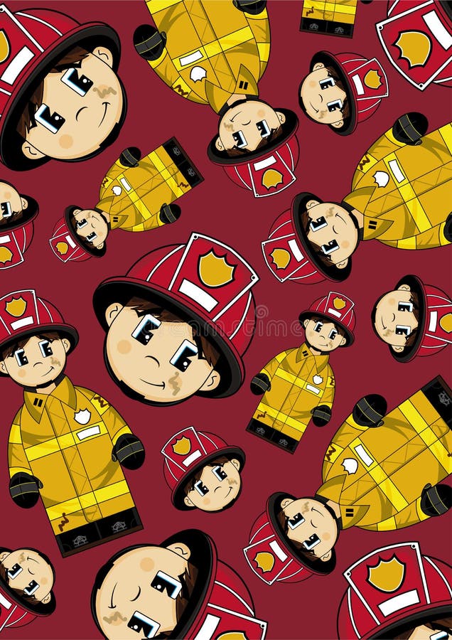 Cartoon Fireman Pattern stock vector. Illustration of american - 85232577