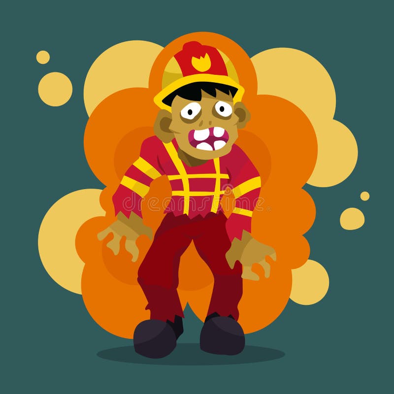 Cartoon Fireman Zombie, Character Illustration Stock Illustration ...