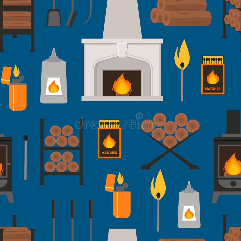 Cartoon Fireplace Background Pattern. Vector Stock Vector ...