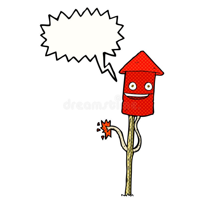 Cartoon Firework with Speech Bubble Stock Illustration - Illustration ...