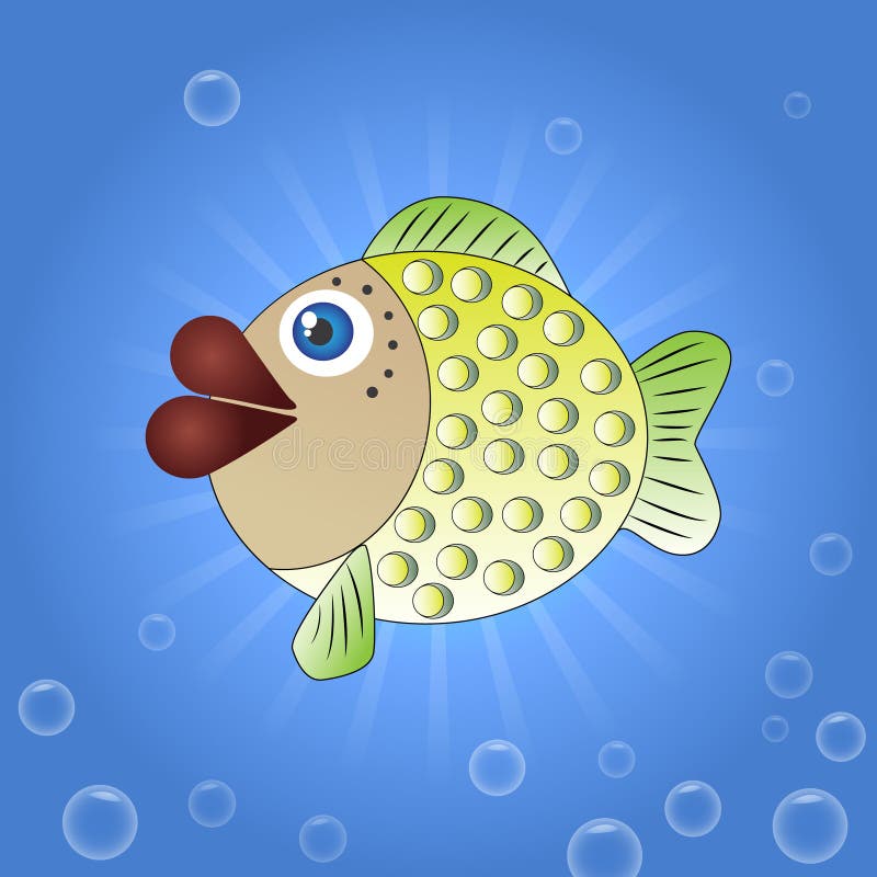 Fish Funny Grumpy Cartoon Character Vector Illustration - 1 Stock ...